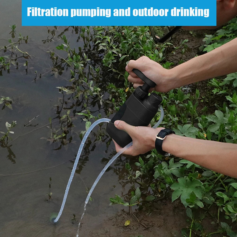 Portable Water Filter Pump for Camping and Emergency Outdoor Use